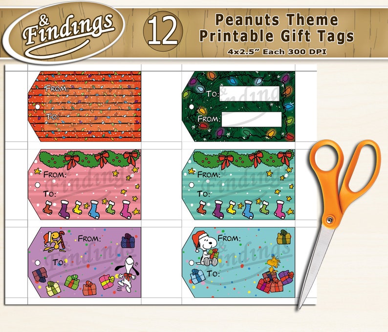 Instant Download Peanuts GIFT TAGS Ready to Print, Snoopy, Woodstock ...