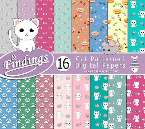 Instant Download Cat Patterned Digital Paper Ready to Print | Etsy