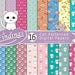 Instant Download Cat Patterned Digital Paper Ready to Print, Blue Pink ...