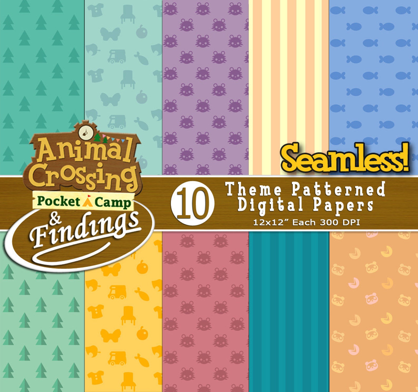 Instant Download Animal Crossing Pocket Camp Themed Digital Paper Ready ...