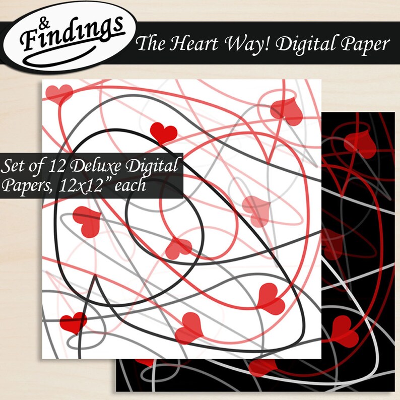 Digital Paper, Downloadable, Printable, the Heart Way, Love Paper ...