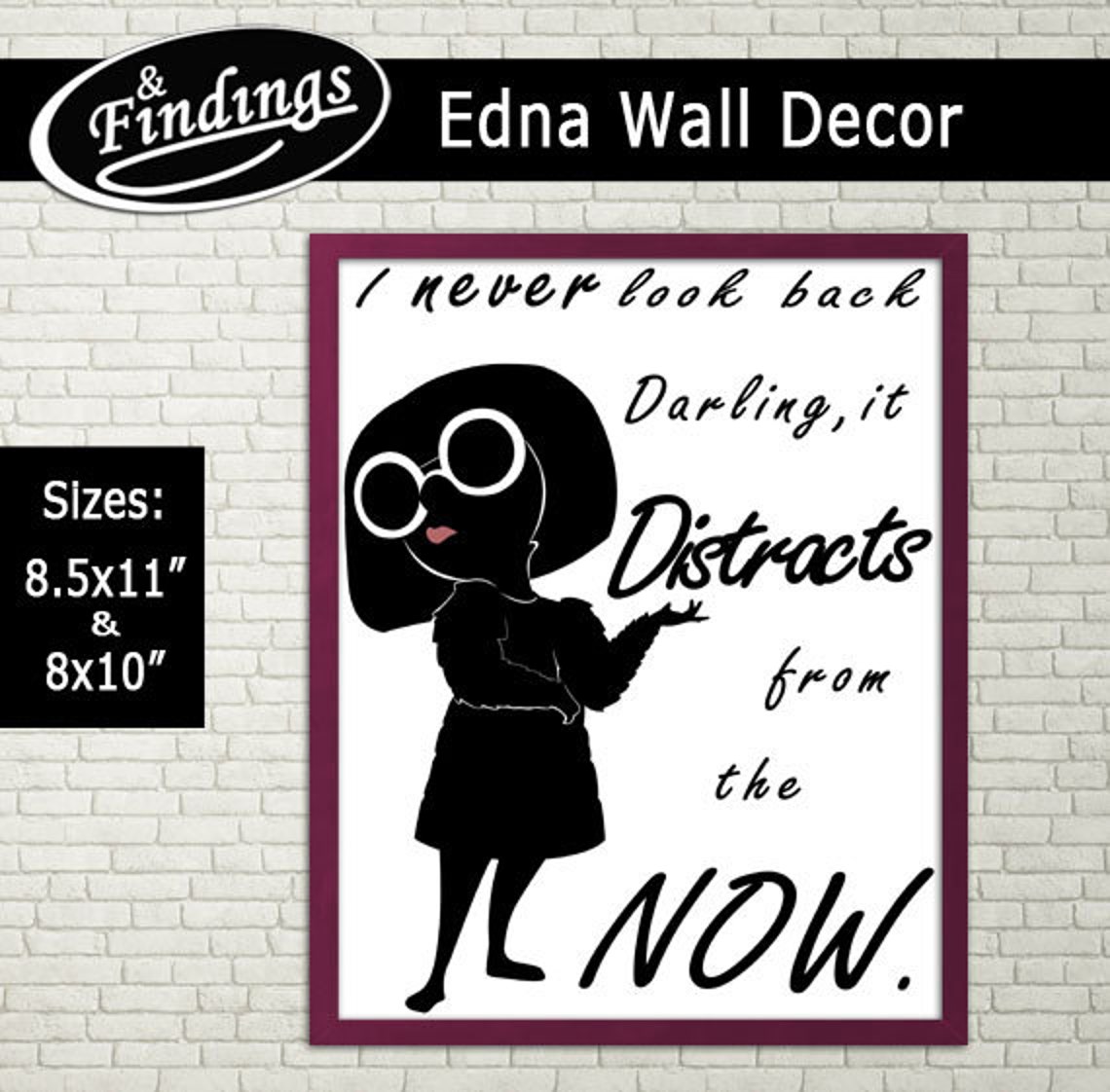 Don't Look Back!, Wall Decor, Edna Mode Silhouette, Printable, Instant ...