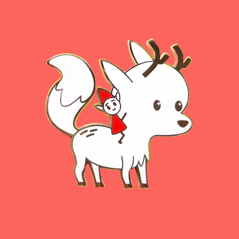 Deer Fox Twig Enamel Pin Hilda Fantasy Pin Pastel | Etsy