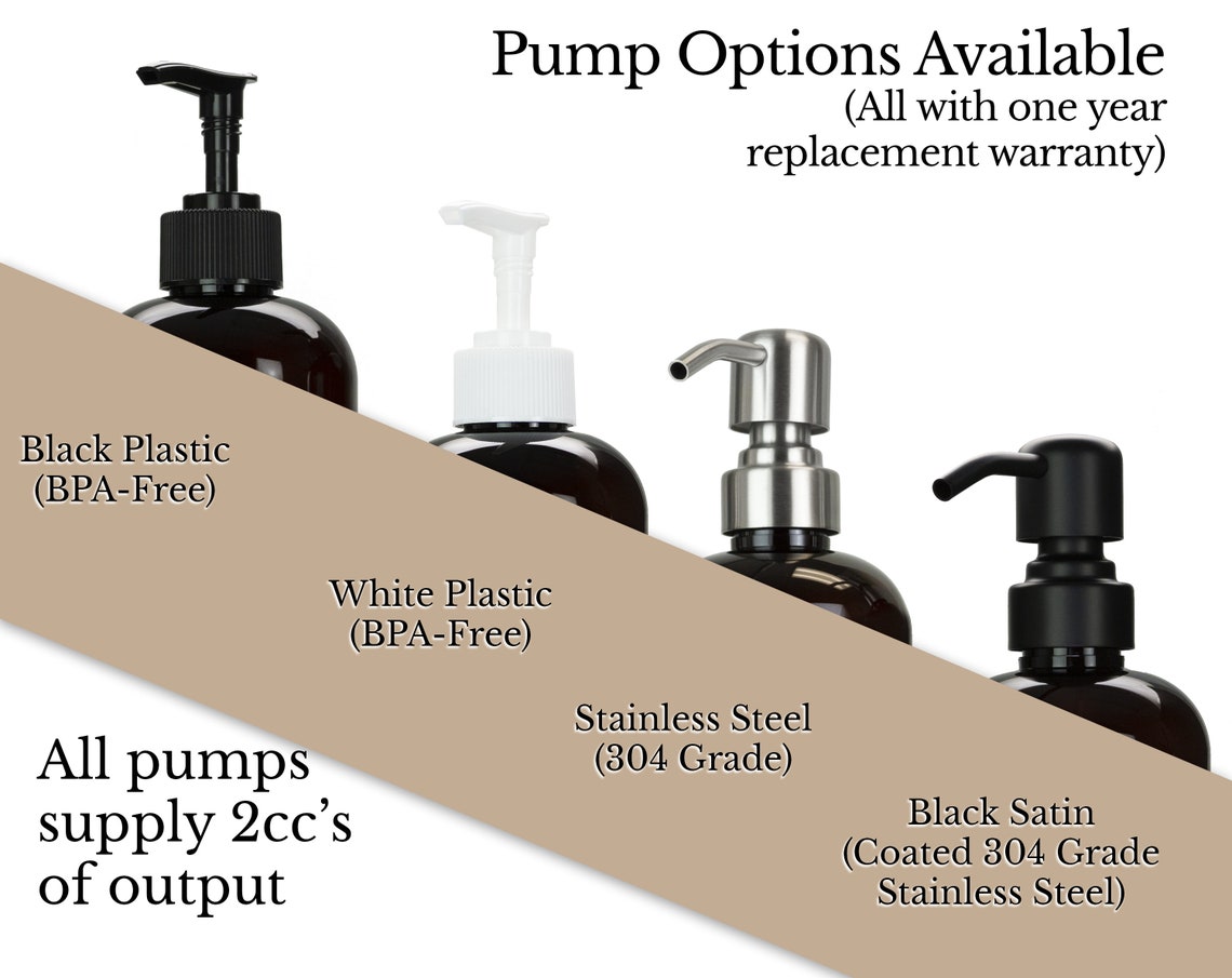 Amber PET Plastic 16 Oz Pump Dispenser Bottle With 3.75 - Etsy