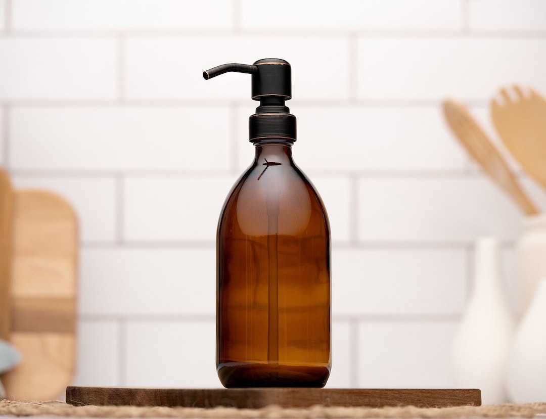 Amber Brown Glass 16 Oz Apothecary Pump Bottle With Choice of Pump - Etsy