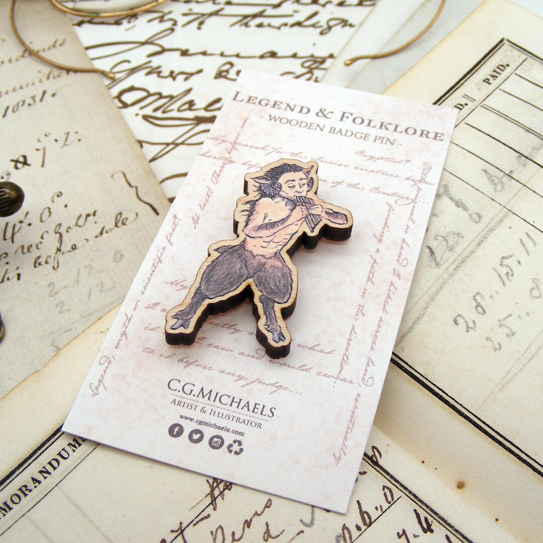 Faun Wooden Badge Pin - Etsy UK