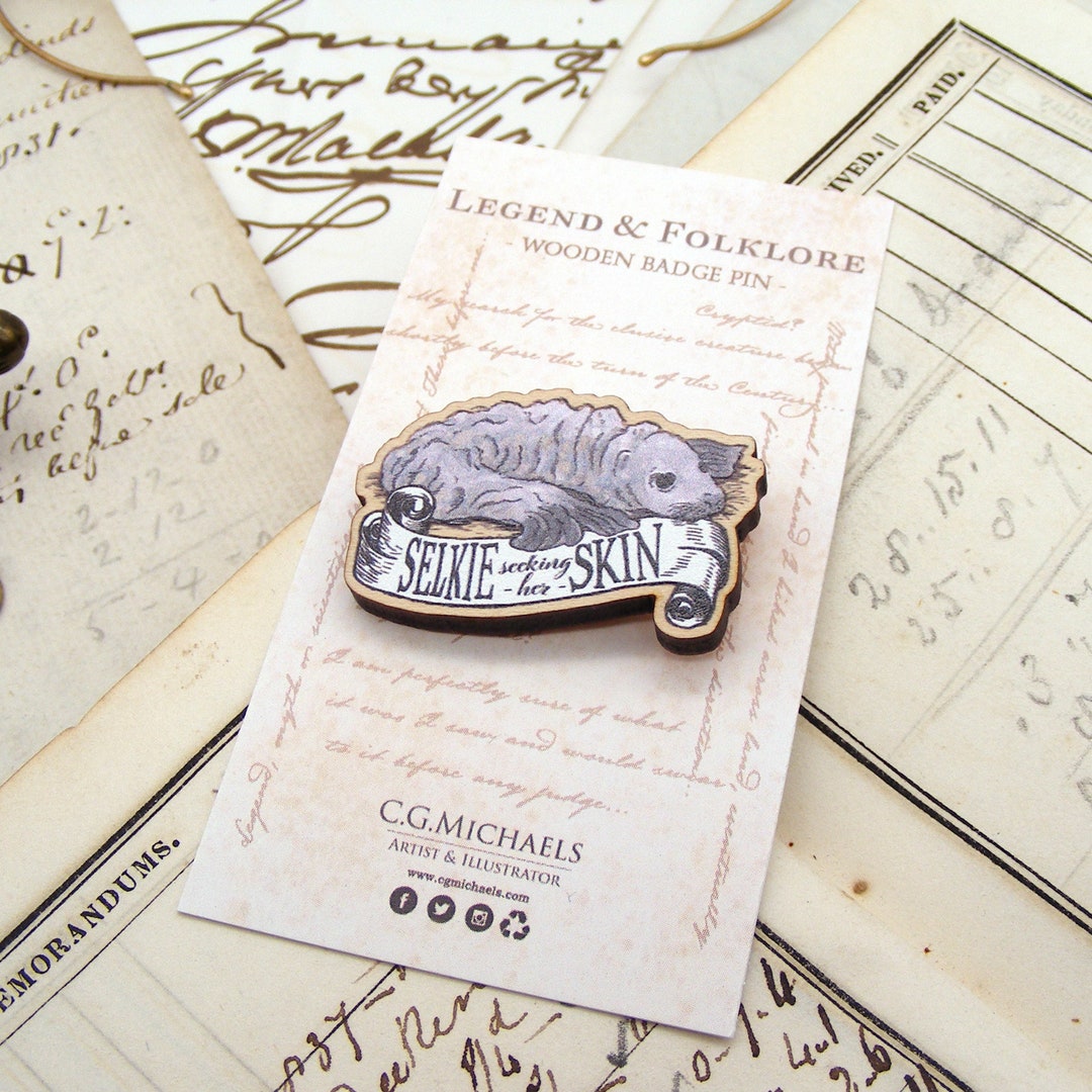 Selkie Wooden Badge Pin - Etsy