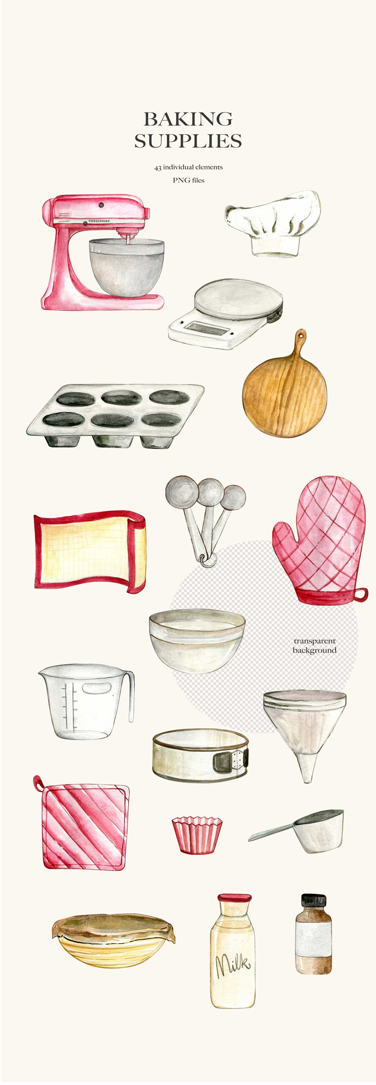 Watercolor Baking Clipart Set in Png for Scrapbook Album - Etsy