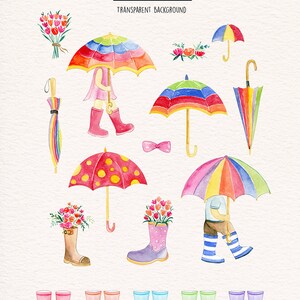 Watercolor Rain Boots Clipart Umbrella Boots Jacket Clip | Etsy