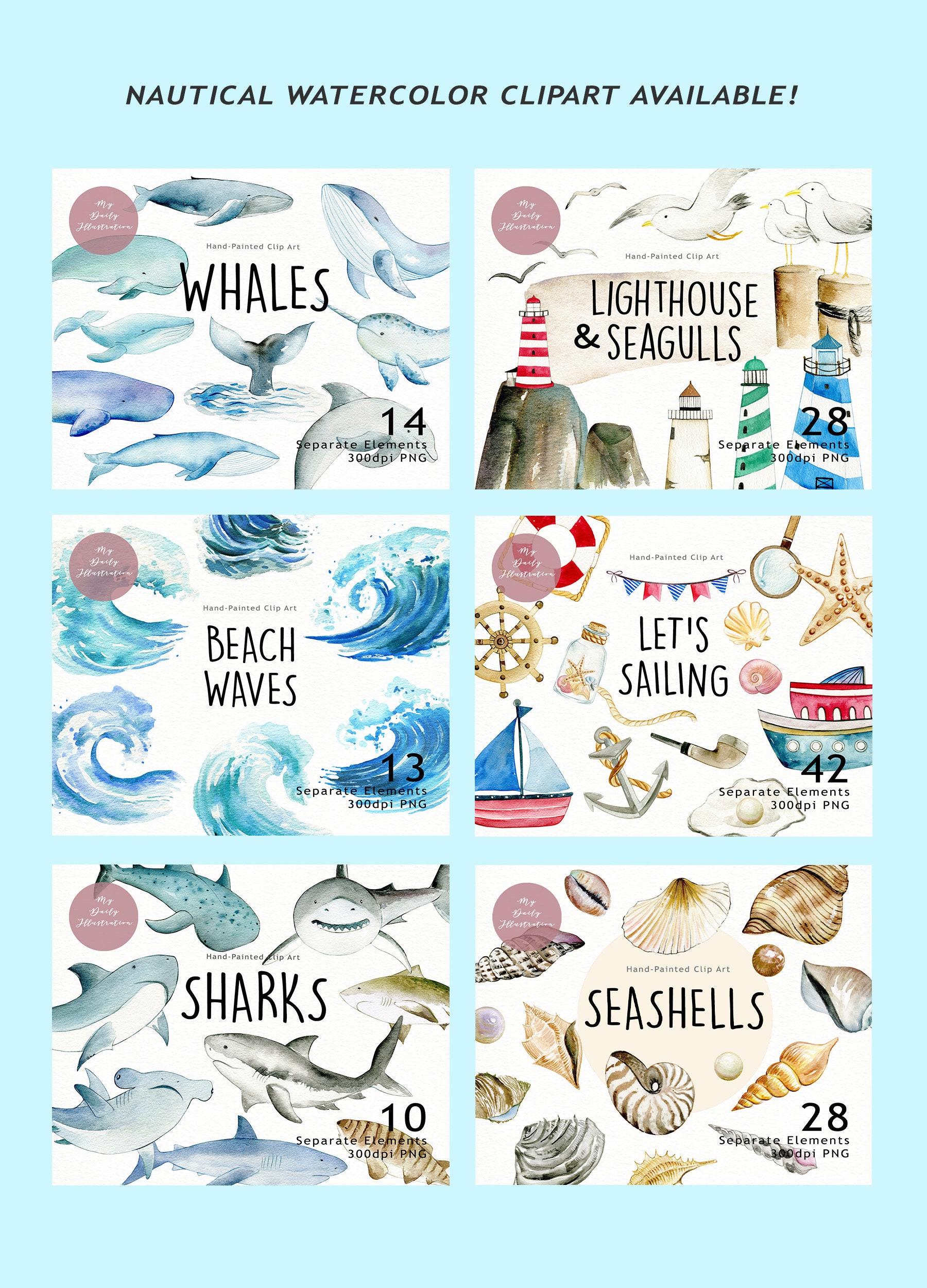 Watercolor Ocean Waves Clipart Set for Summer Project Beach - Etsy