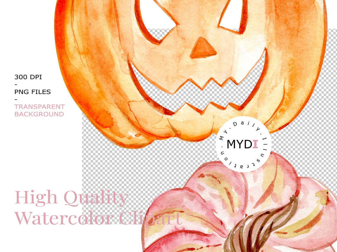 Watercolor Pumpkin Clipart for Halloween Decor Fall Autumn - Etsy