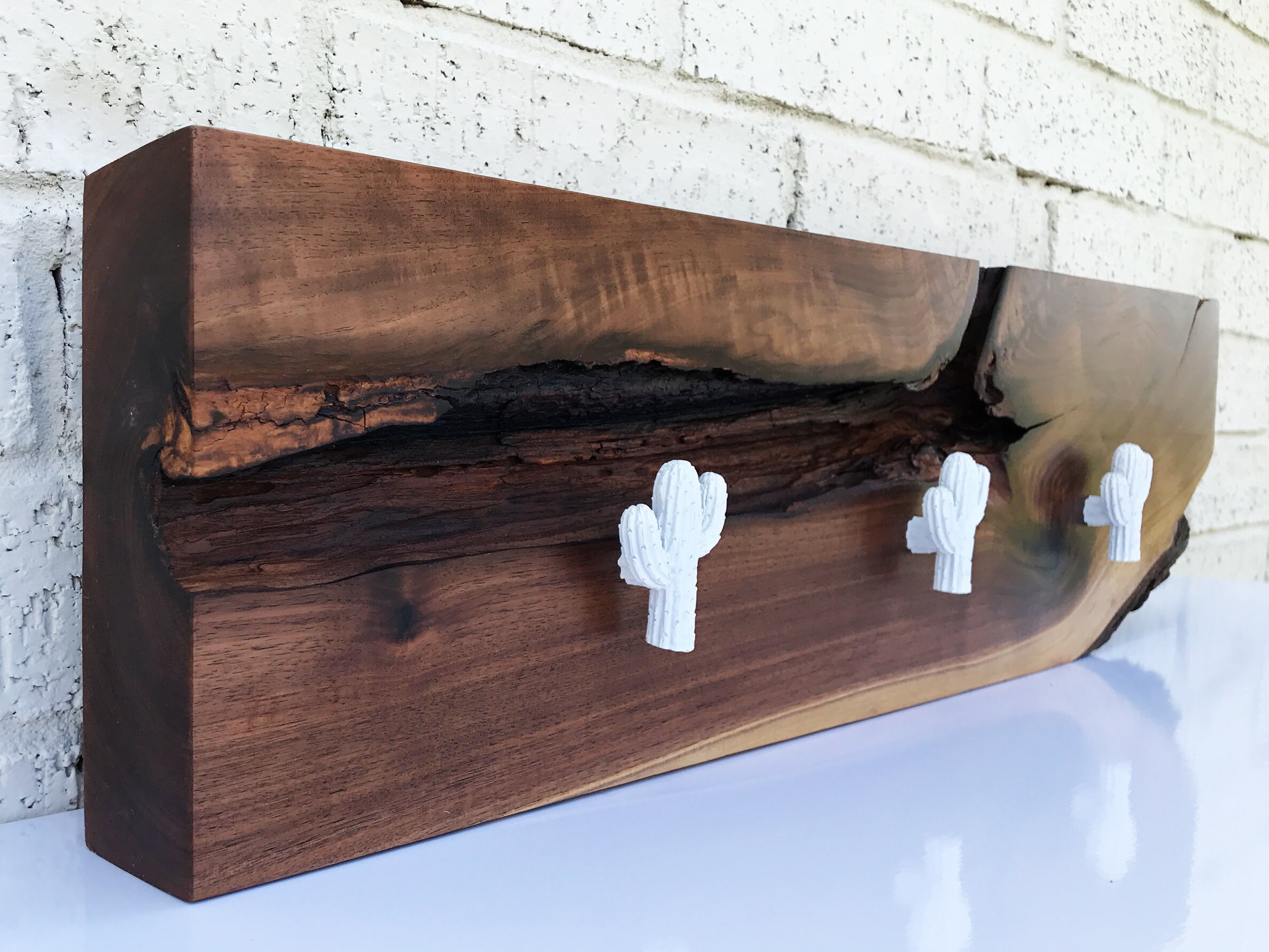 Black Walnut Coat Rack With Cacti Coat Hooks - Etsy UK