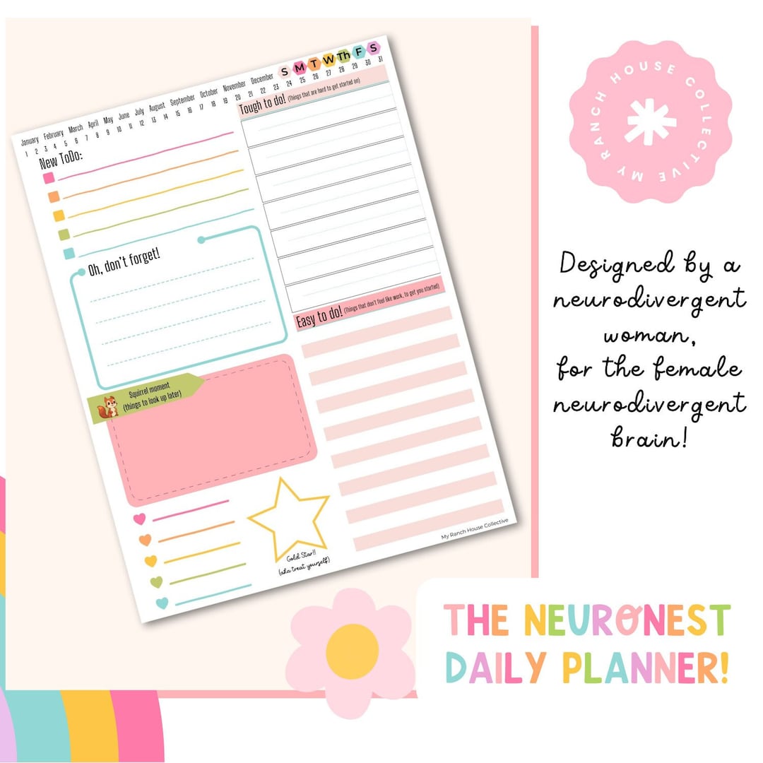 ADHD Planner - Daily Notepad for Neurodivergent Women, Productivity ...