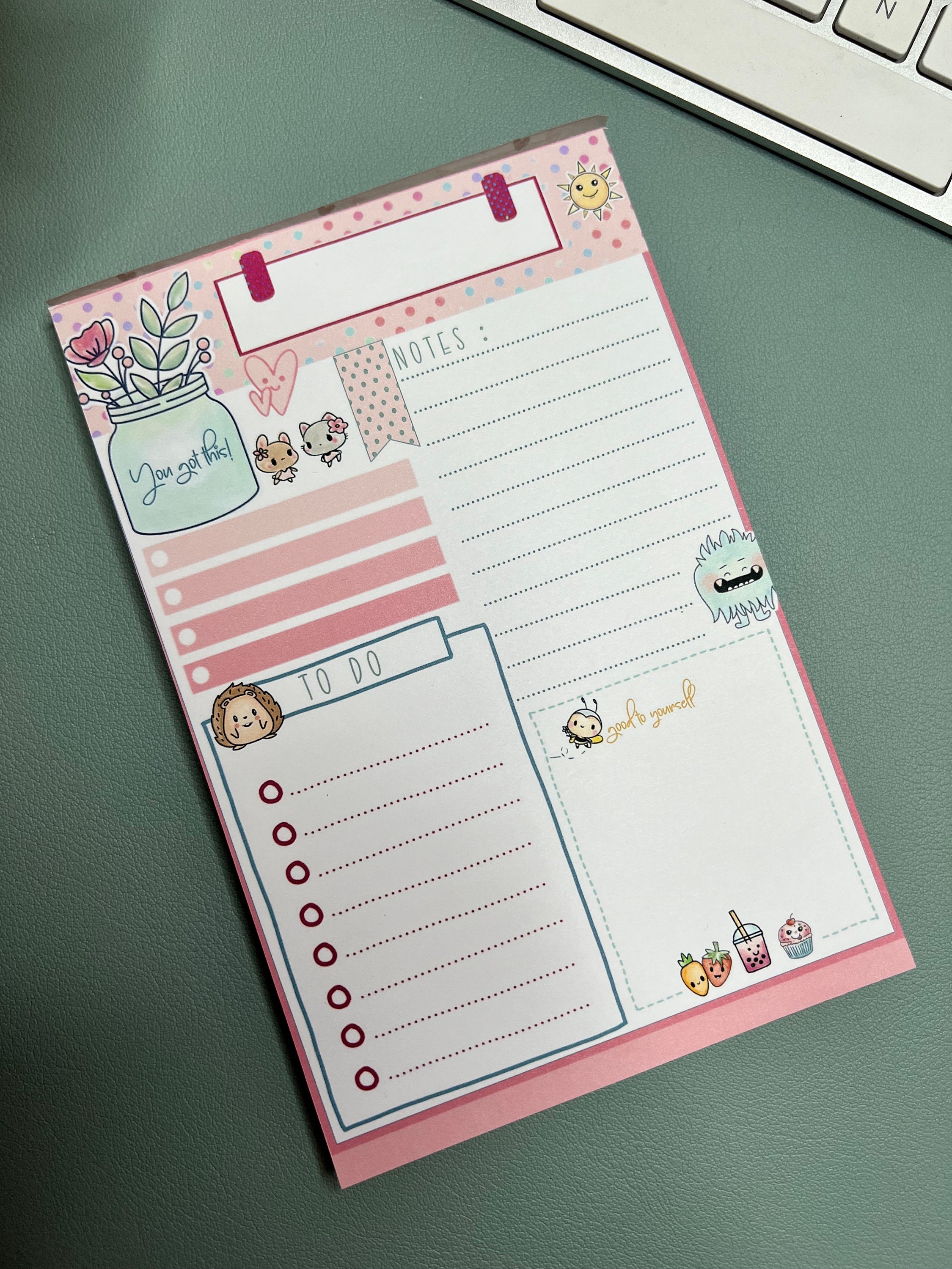 Kawaii Notepad Handmade, Personalized Note Pad, Cute Stationary Gift ...
