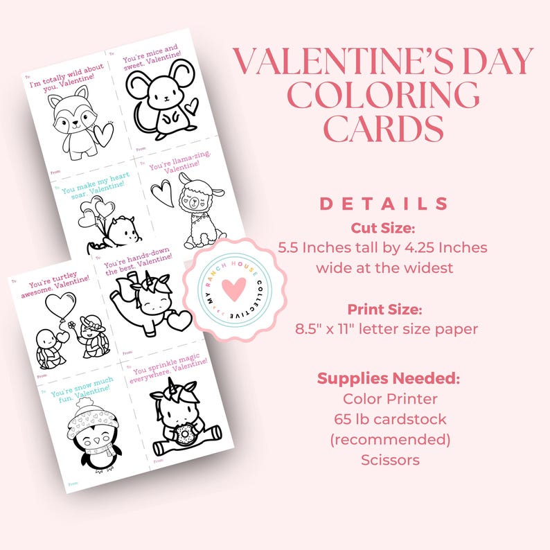 Valentine's Day Coloring Cards - Printable Kids Valentine's Cards - Fun ...