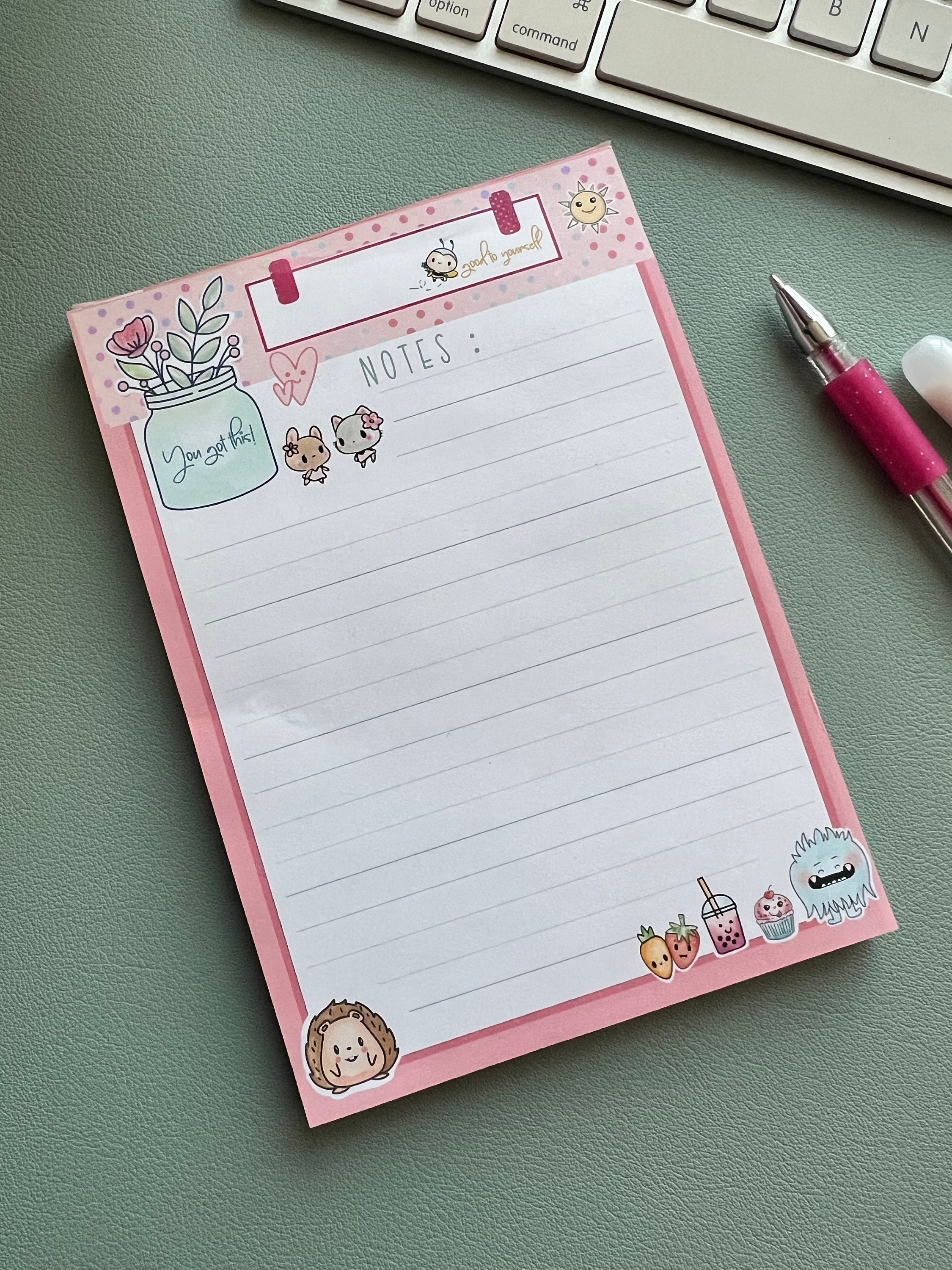 Cute and Colorful Kawaii Handmade Notepad themed Notepad With ...