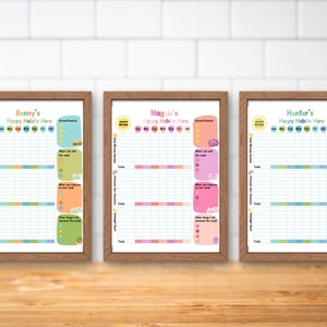 Kids Chore Chart Happy Habit Hero Rainbow Personalize Digital Download ...