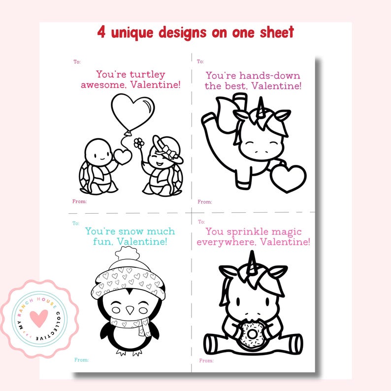 Valentine's Day Coloring Cards - Printable Kids Valentine's Cards - Fun ...