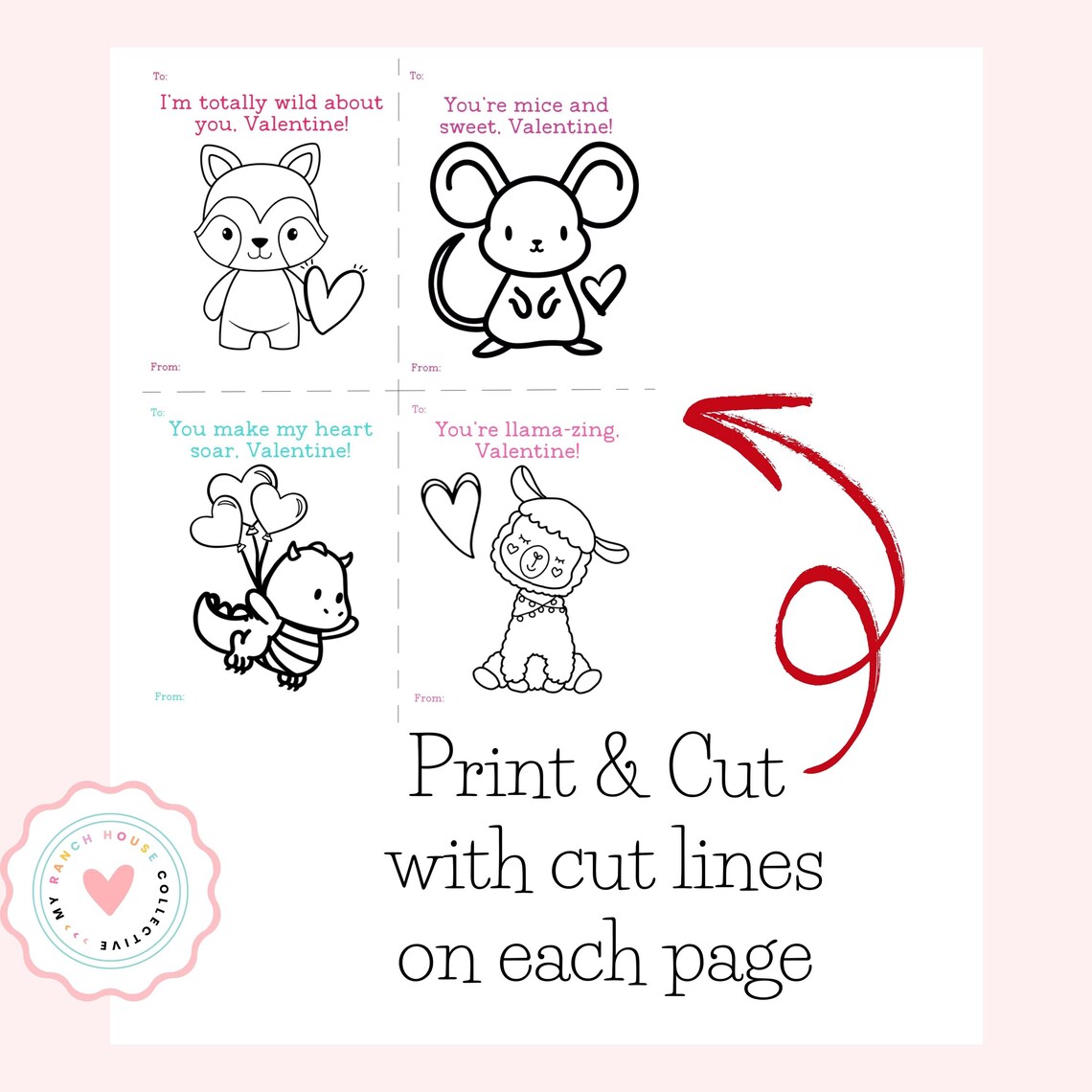 Valentine's Day Coloring Cards - Printable Kids Valentine's Cards - Fun ...