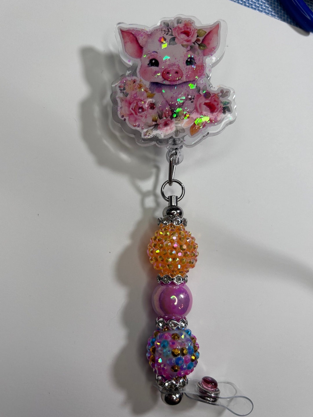 Cute Pig Beaded Badge Reel - Etsy