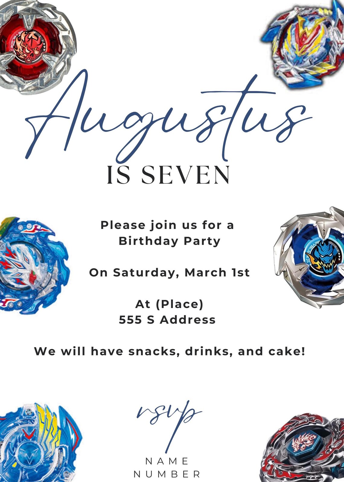 Beyblade Birthday Invitation - Etsy