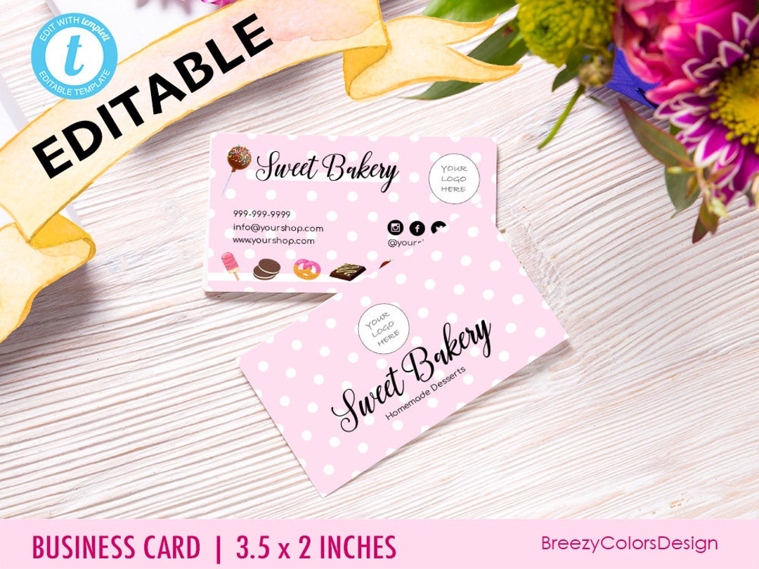 Sweet Treats Business Card Template Instant Download - Etsy UK