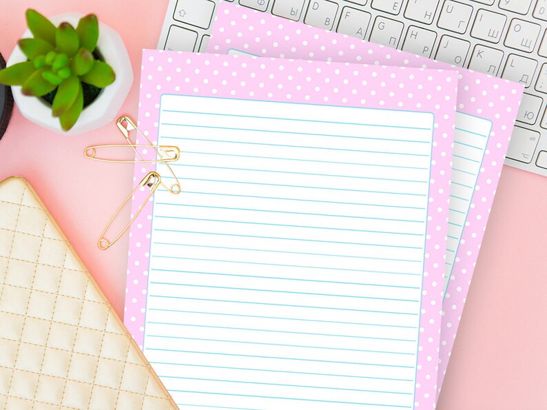 Dotted Lined Paper Printable Writing Set of 5 Multiple - Etsy