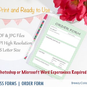Craft Show Printable Business Order Form Templates Simple - Etsy