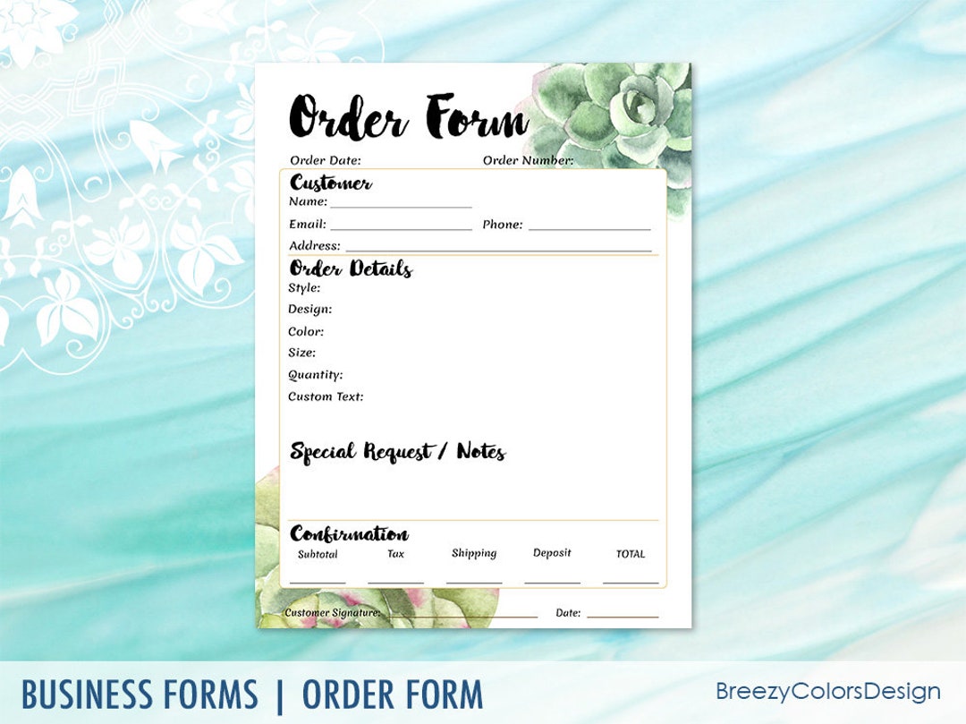 Craft Order Form Template Printable Downloadable for Home - Etsy