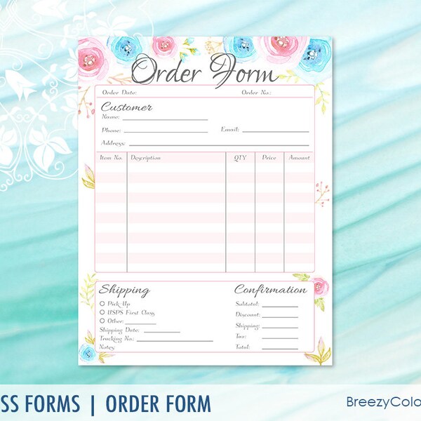 Pdf Order Sheet - Etsy