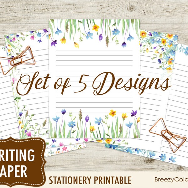 Wildflower Notepaper Printable - Etsy