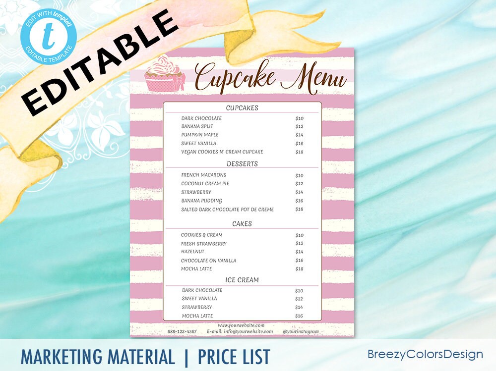 Menu Item List - Etsy