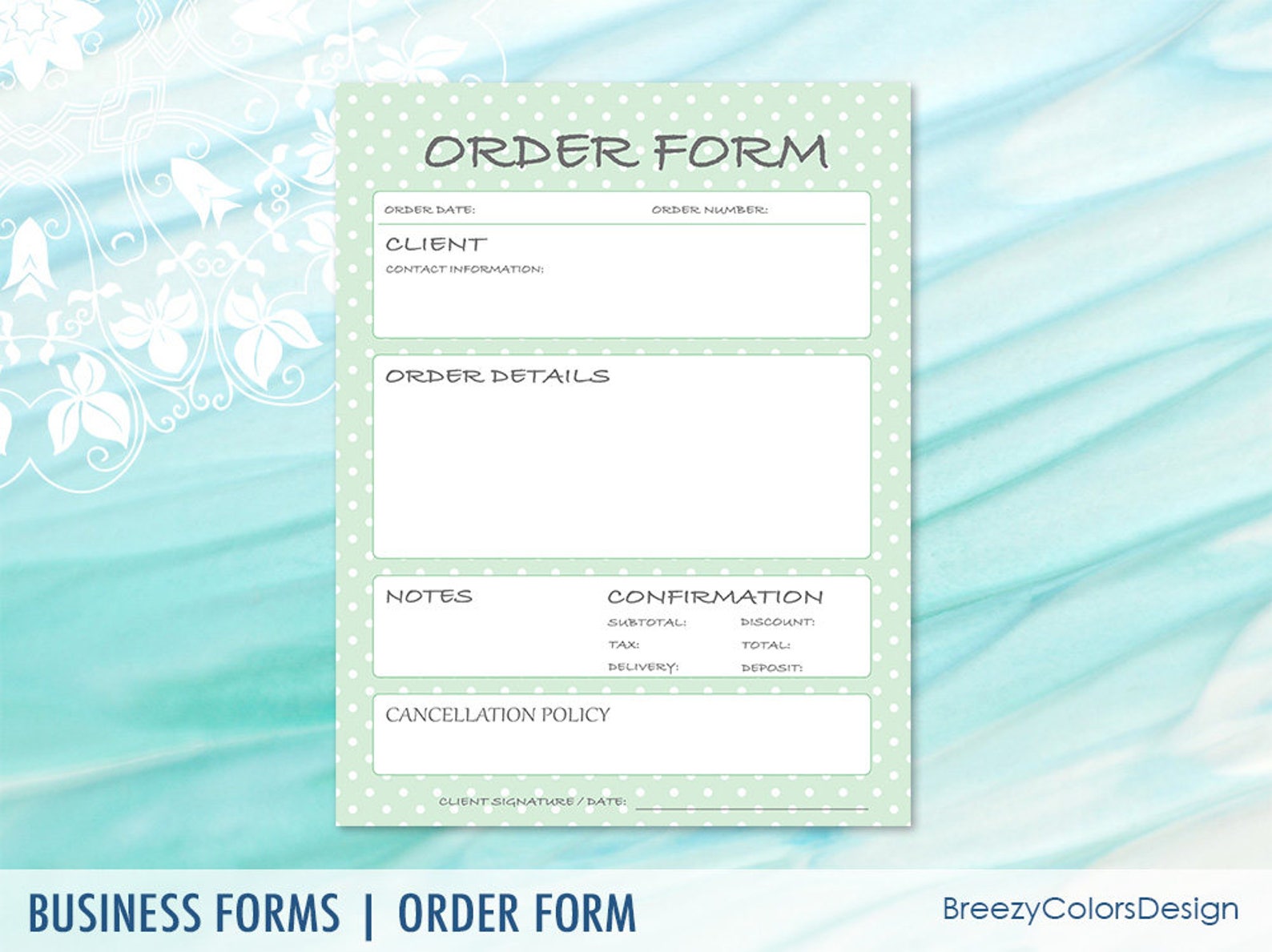 Craft Show Printable Business Order Form Templates Simple - Etsy