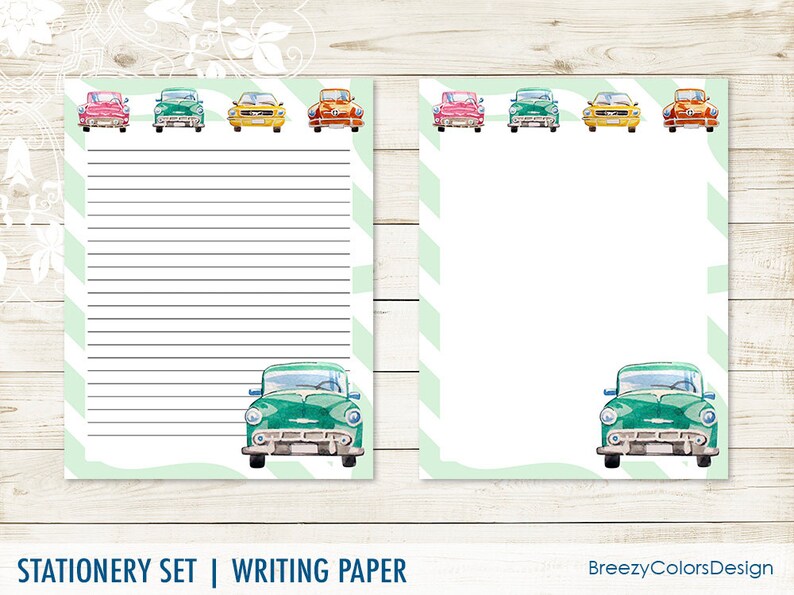 Downloadable Paper With Trucks Cars Printable Writing Lined | Etsy