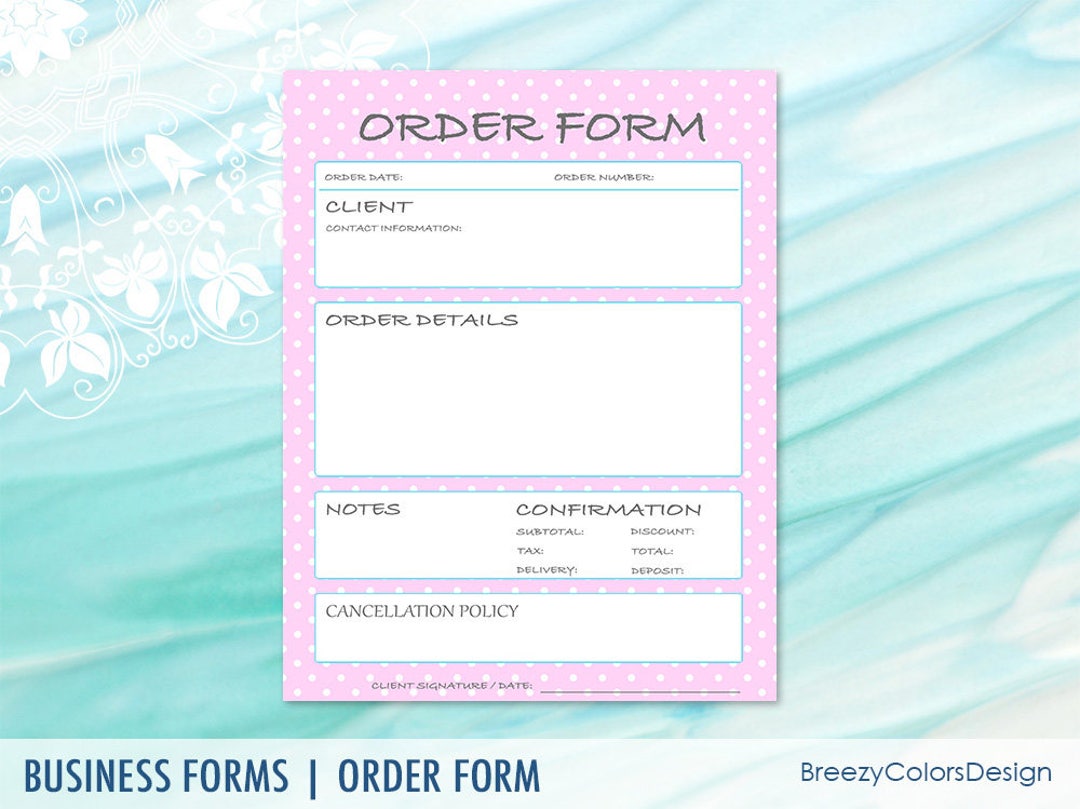 Custom Order Form Template for Craft Sales Book Printable - Etsy