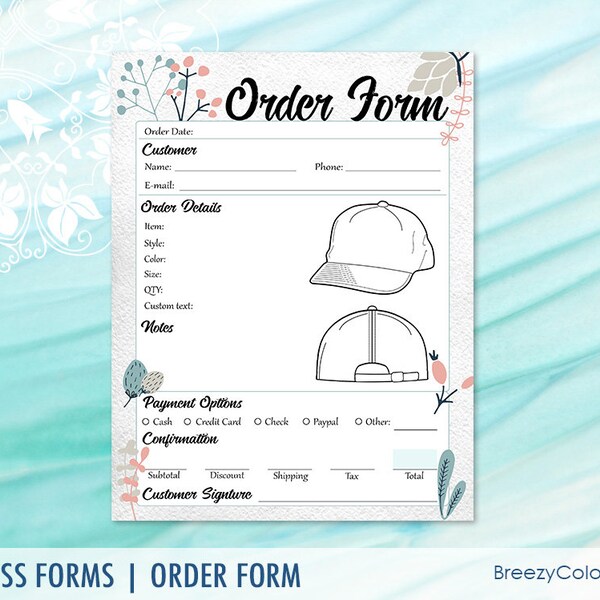 Embroidery Business Order Form - Etsy