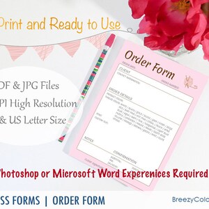 Embroidery Order Form Printable Custom Templates Business - Etsy