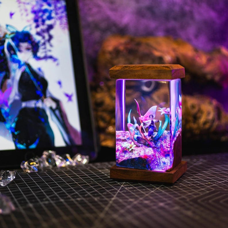 Shinobu Kocho Demon Slayer Resin Lamp Anime Resin Lamp, Handcrafted ...
