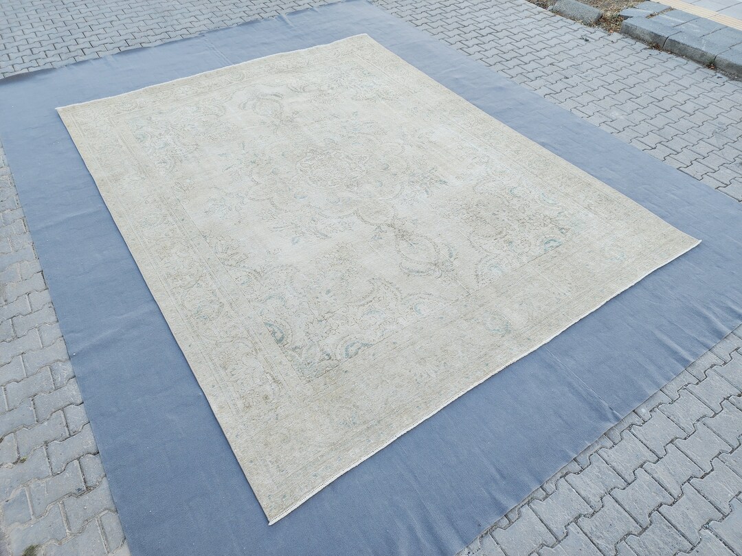 10x12 Neutral Large Rug Vintage Area Rug Beige Oushak Rug - Etsy