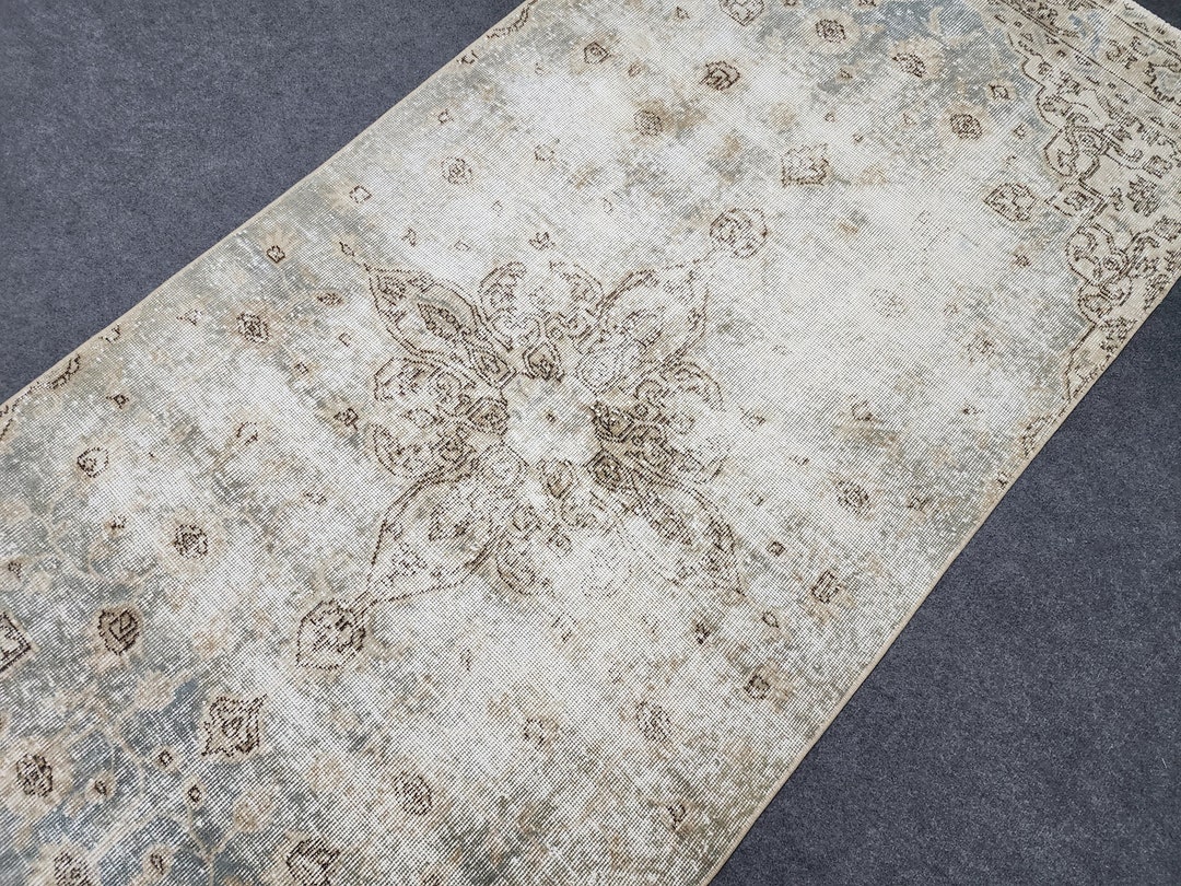 4x8 Rug, Neutral Faded Rug, Vintage Turkish Rug, Oushak Rug, 4x8 Area ...