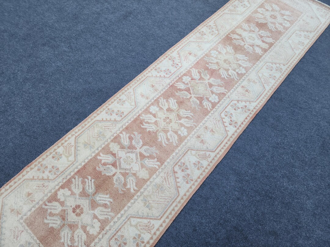 3x10 Neutral Pale Rug, Vintage Runner, Oushak Runner Rug, Turkish ...