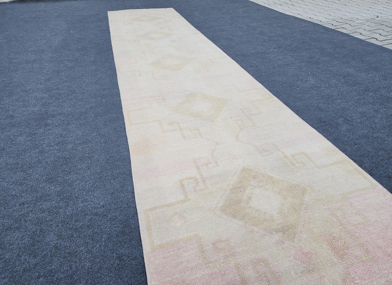 3x14 Neutral Pale Runner, Oushak Runner, Turkish Runner, Vintage Runner ...