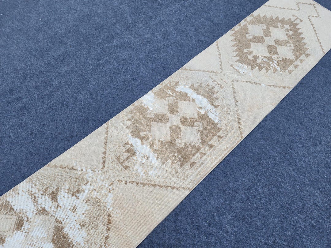 2x9 Neutral Runner, Vintage Rustic Runner, Oushak Runner, Turkish ...