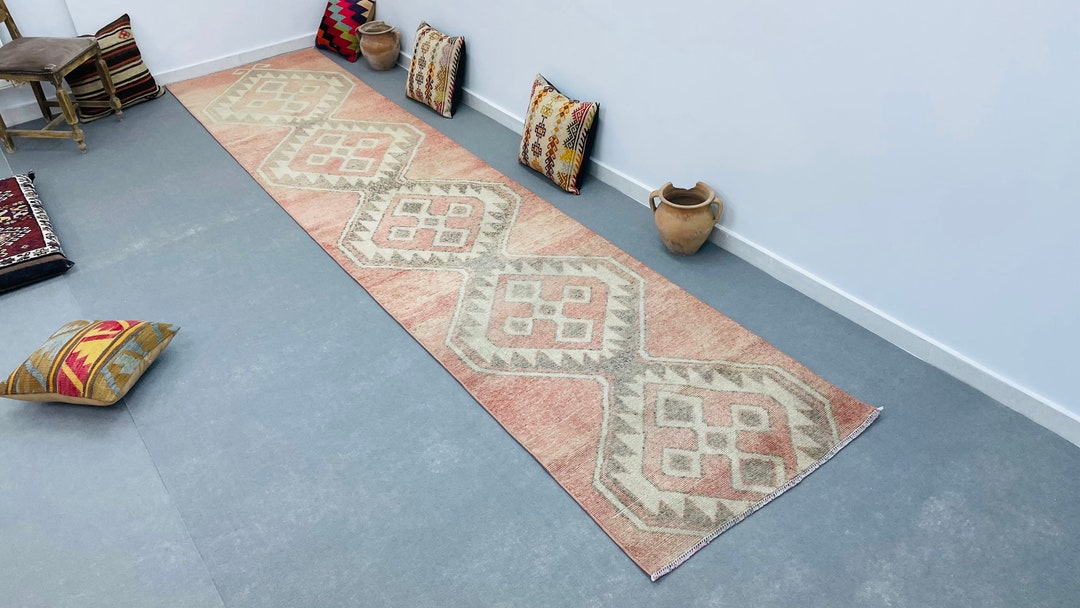 3x13 Runner Rug, Vintage Runner Rug, Turkish Runner, Oushak Runner ...