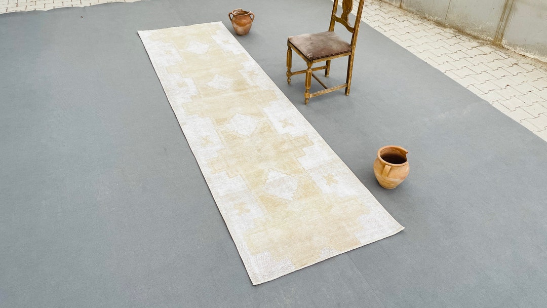 3x11 Neutral Turkish Runner Vintage Runner Rug Muted Oushak - Etsy