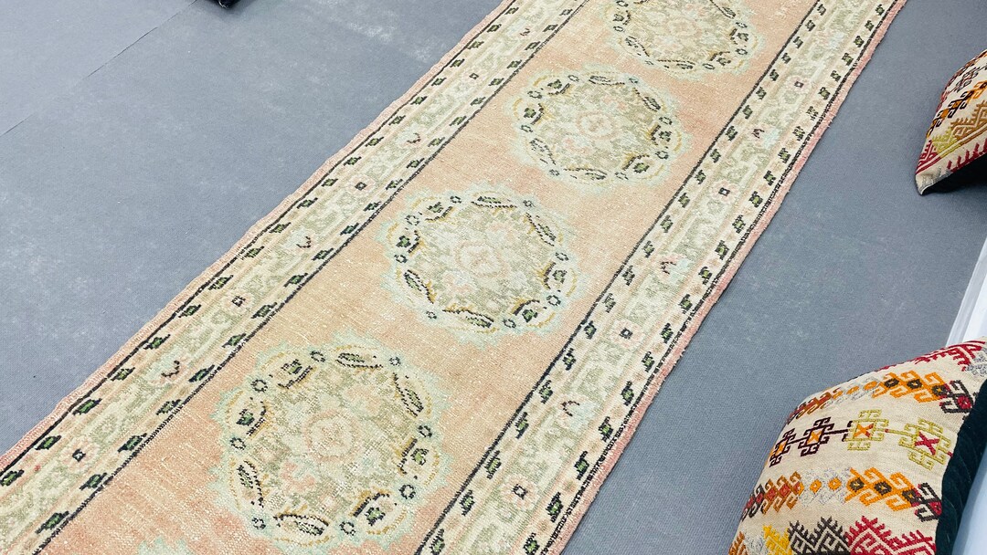 3x11 Long Size Runner, Faded Oushak Runner, Vintage Runner, Turkish ...