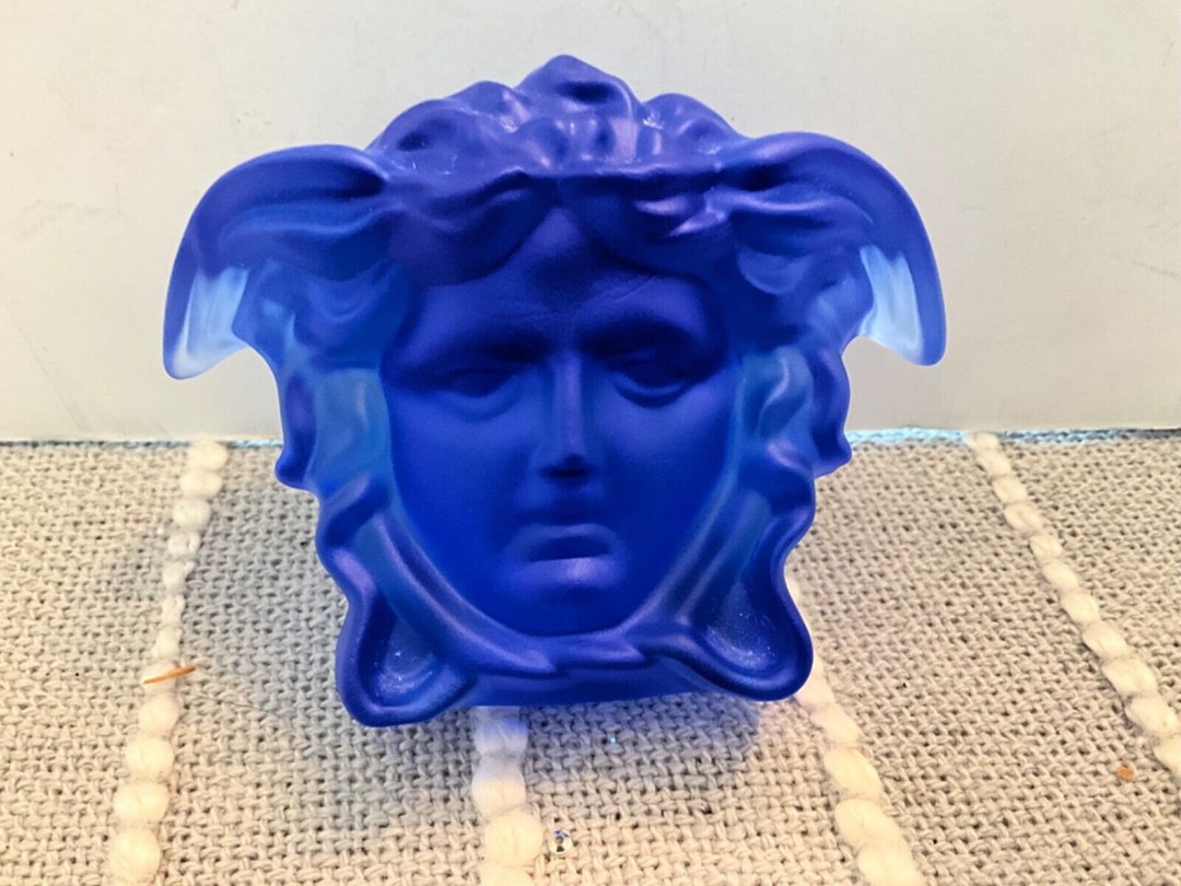 Wonderful Rosenthal Versace Paperweight Sculpture Medusa Head in Cobalt ...