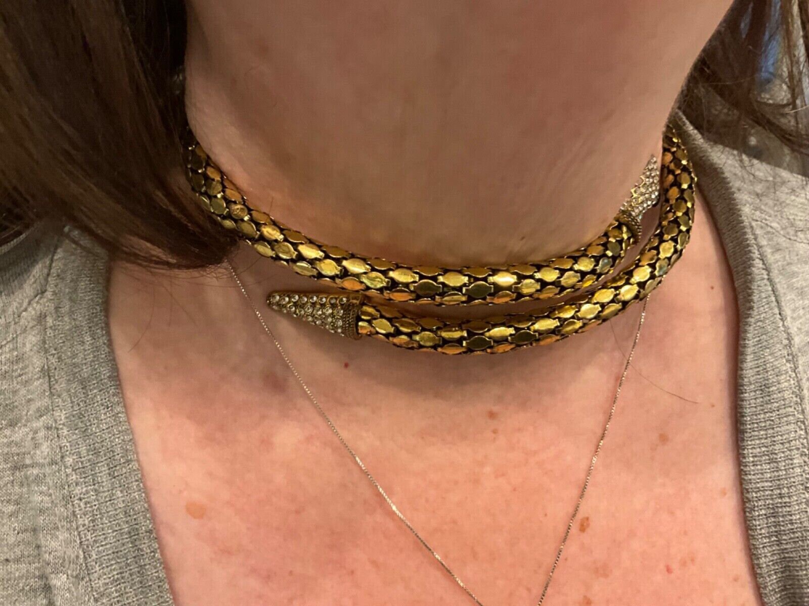 Whiting Davis ? Vintage Gold Plated Mesh Rhinestone Snake Choker GC - Etsy