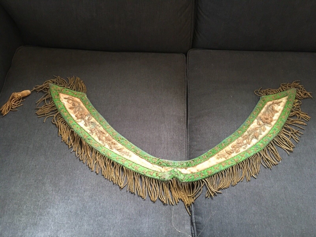 Victorian Antique Metal Thread Velvet Stole Collar “the Bruce Regalia ...