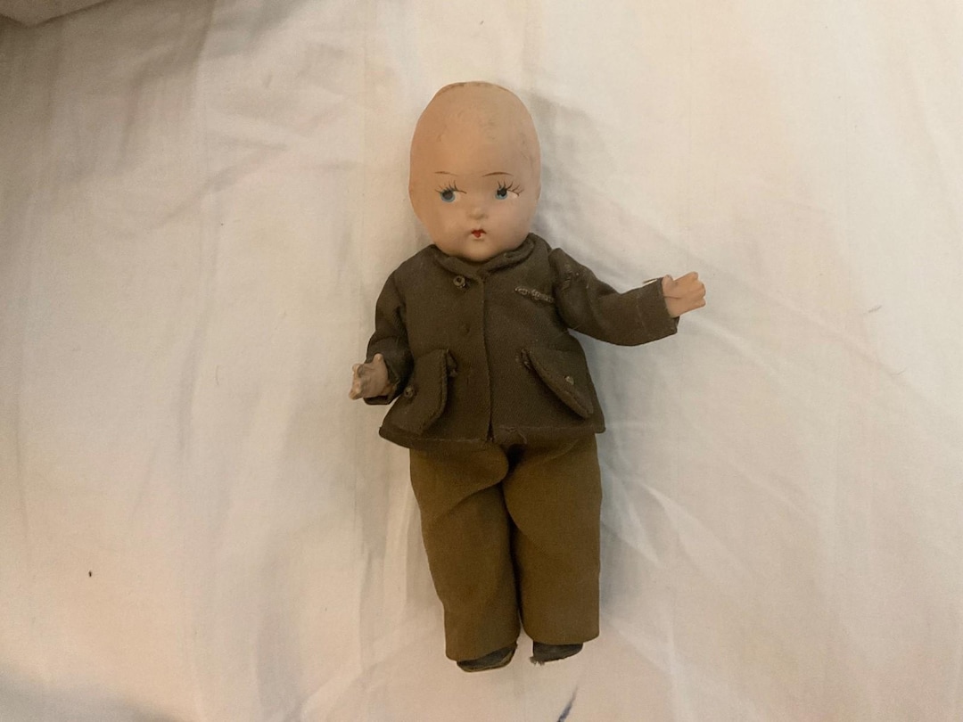 Antique Jointed WWI Doughboy Army Soldier Doll Composition 7" Rare All ...